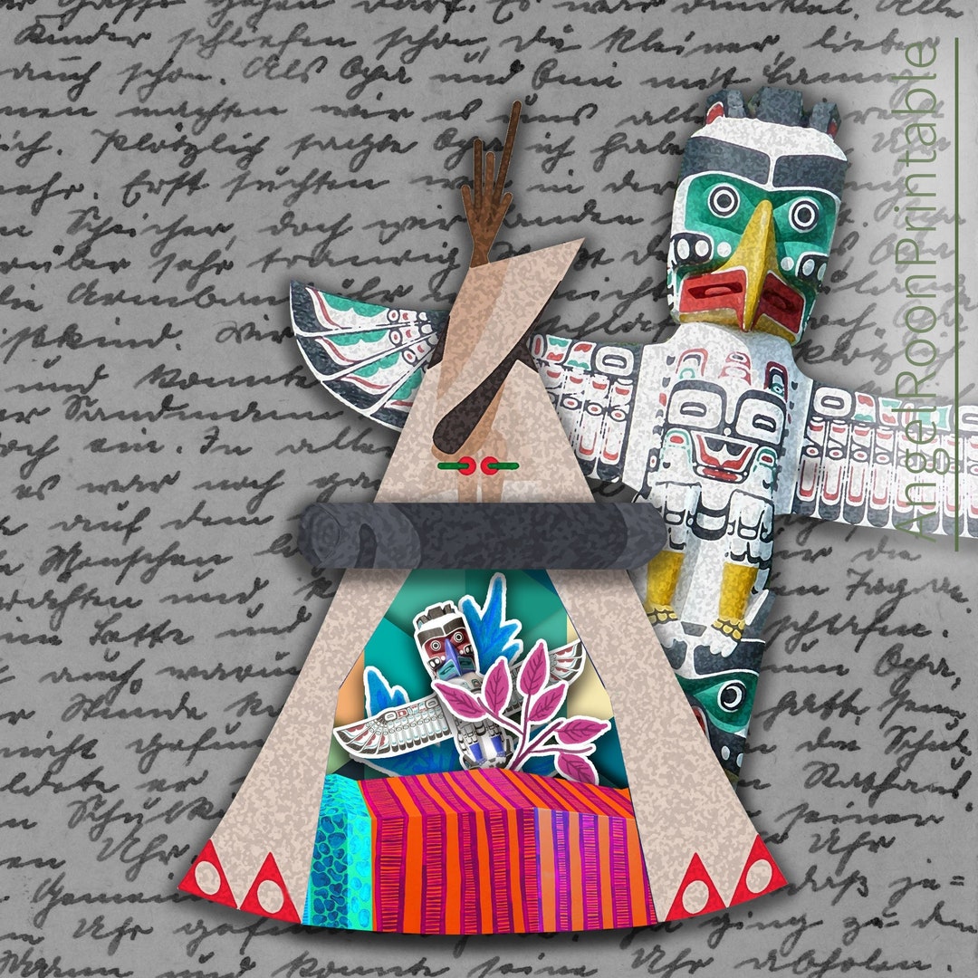 Camping Junk Journal Pocket Template, Totem Tent Envelope, Door ...