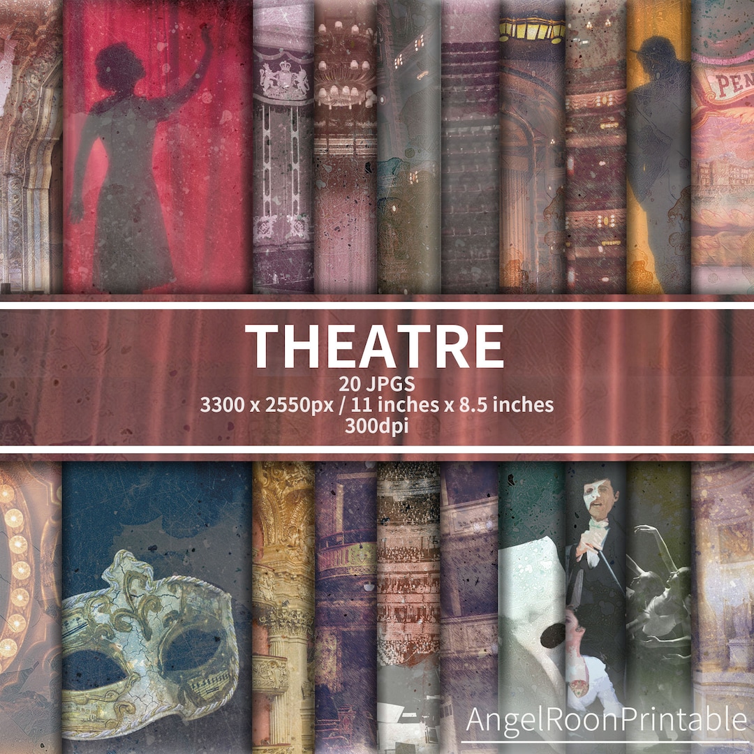 Vintage Theatre Junk Journal Page Pack, Ancient Theater, Opera, Drama ...