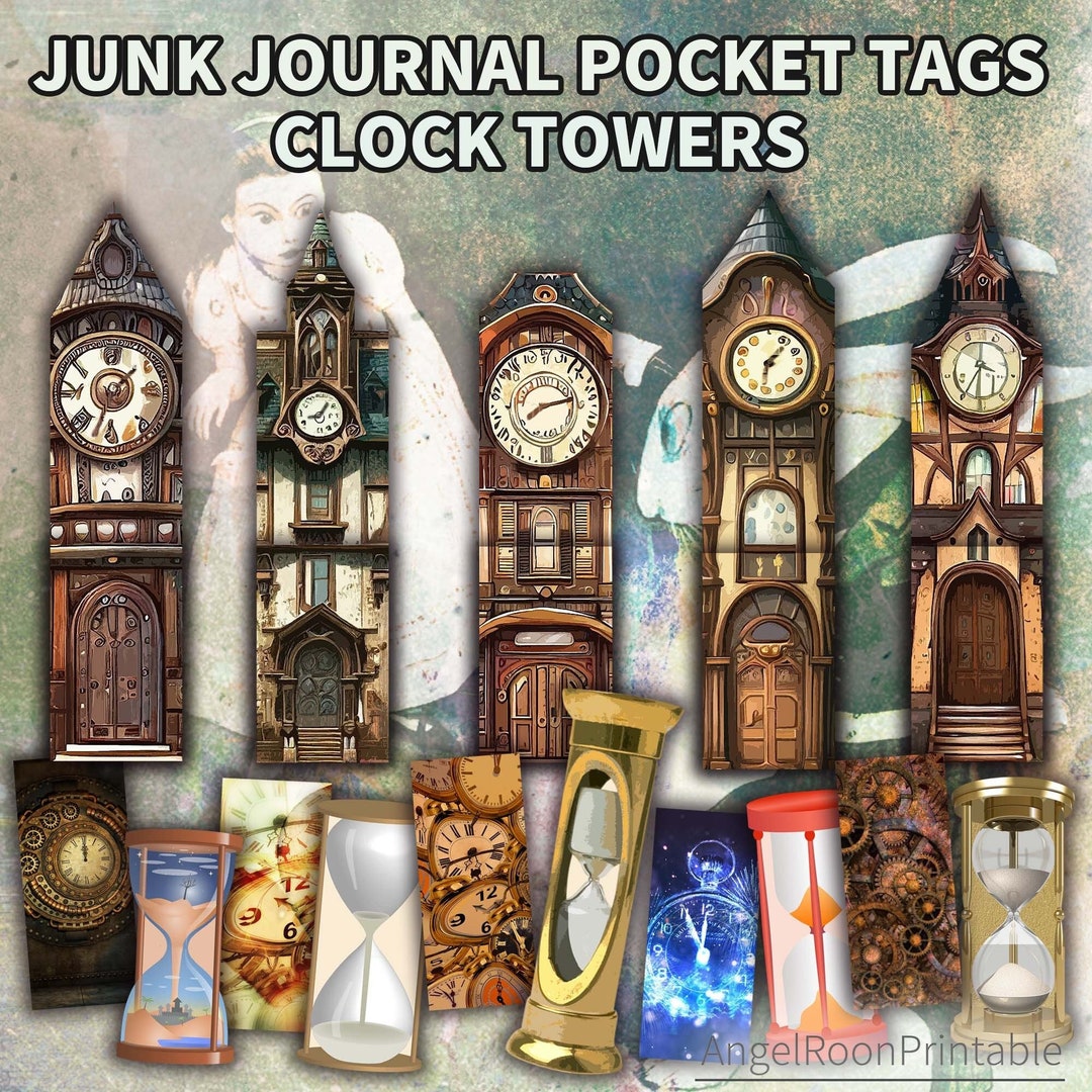 Vintage Clock Tower Junk Journal Pocket Tags (digital Download) - Etsy