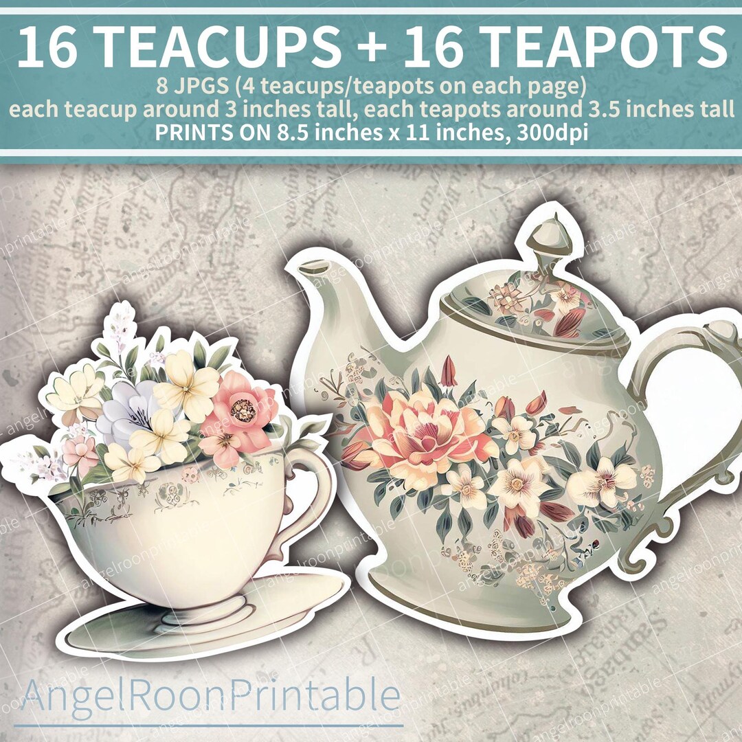 Adorable Teacup and Teapot Junk Journal Ephemera Pack | Alice ...