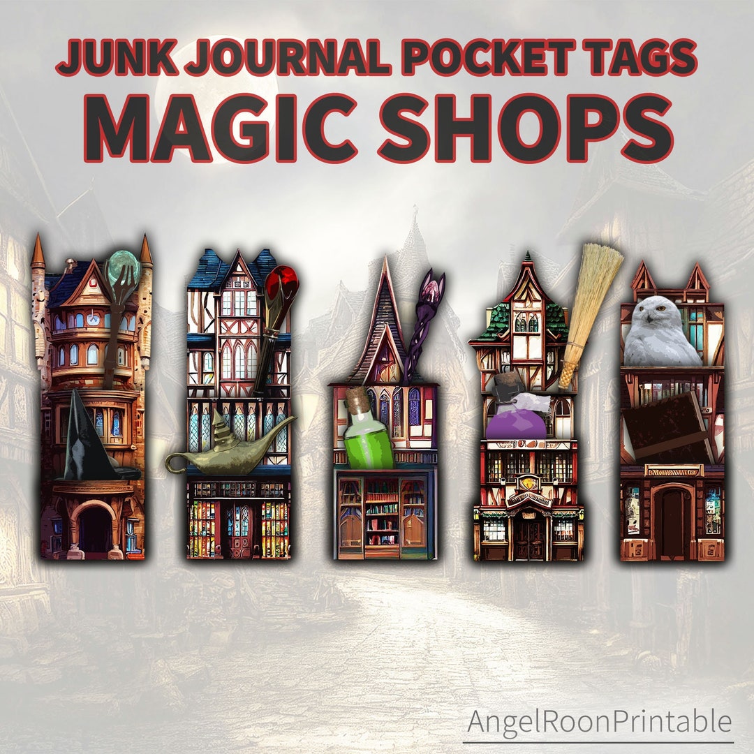 Fantasy Magic Shops Junk Journal Pocket Tags, Fairy Tale Architecture ...