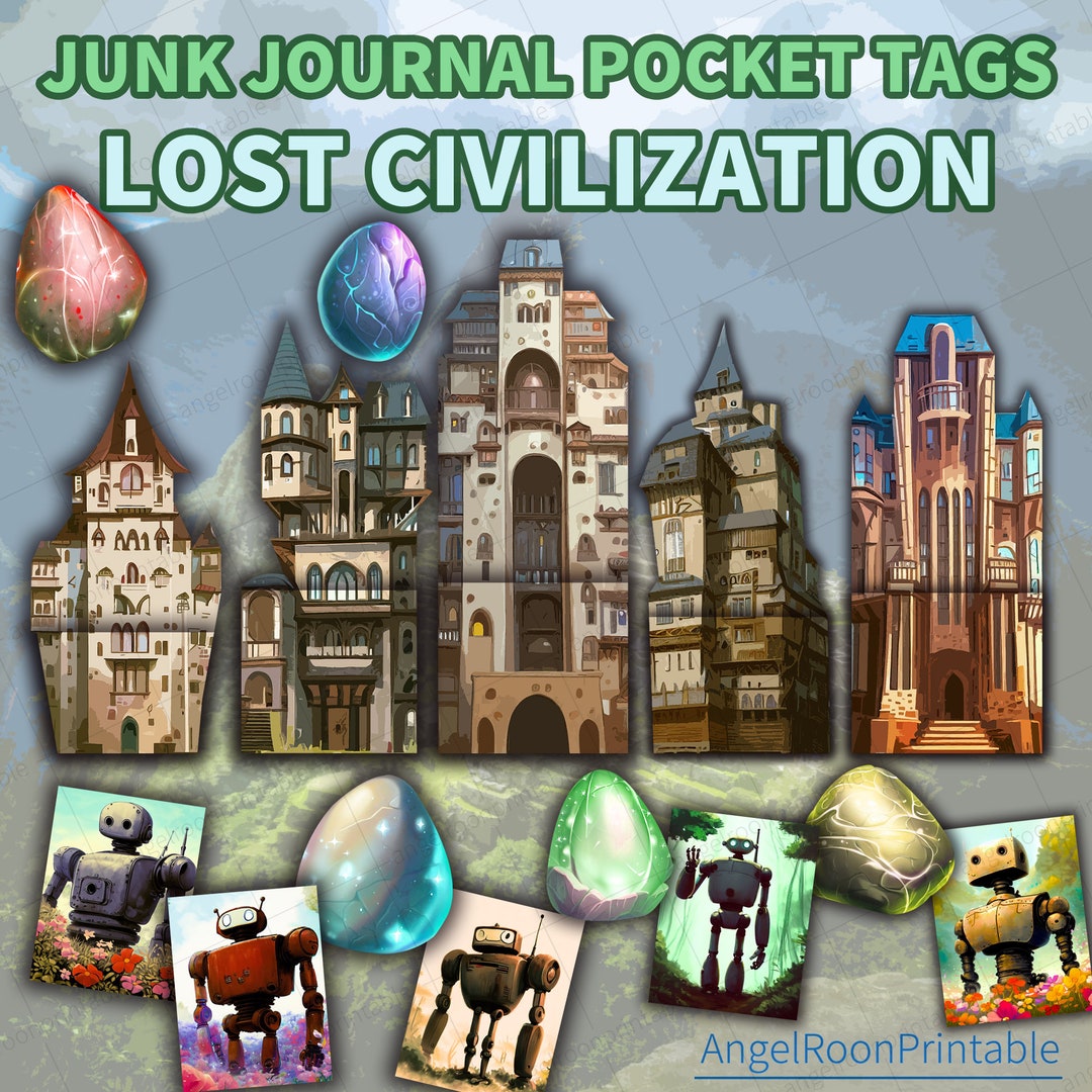 Weird Fairy Tale Castle Junk Journal Pocket Tags | Lost Civilization ...