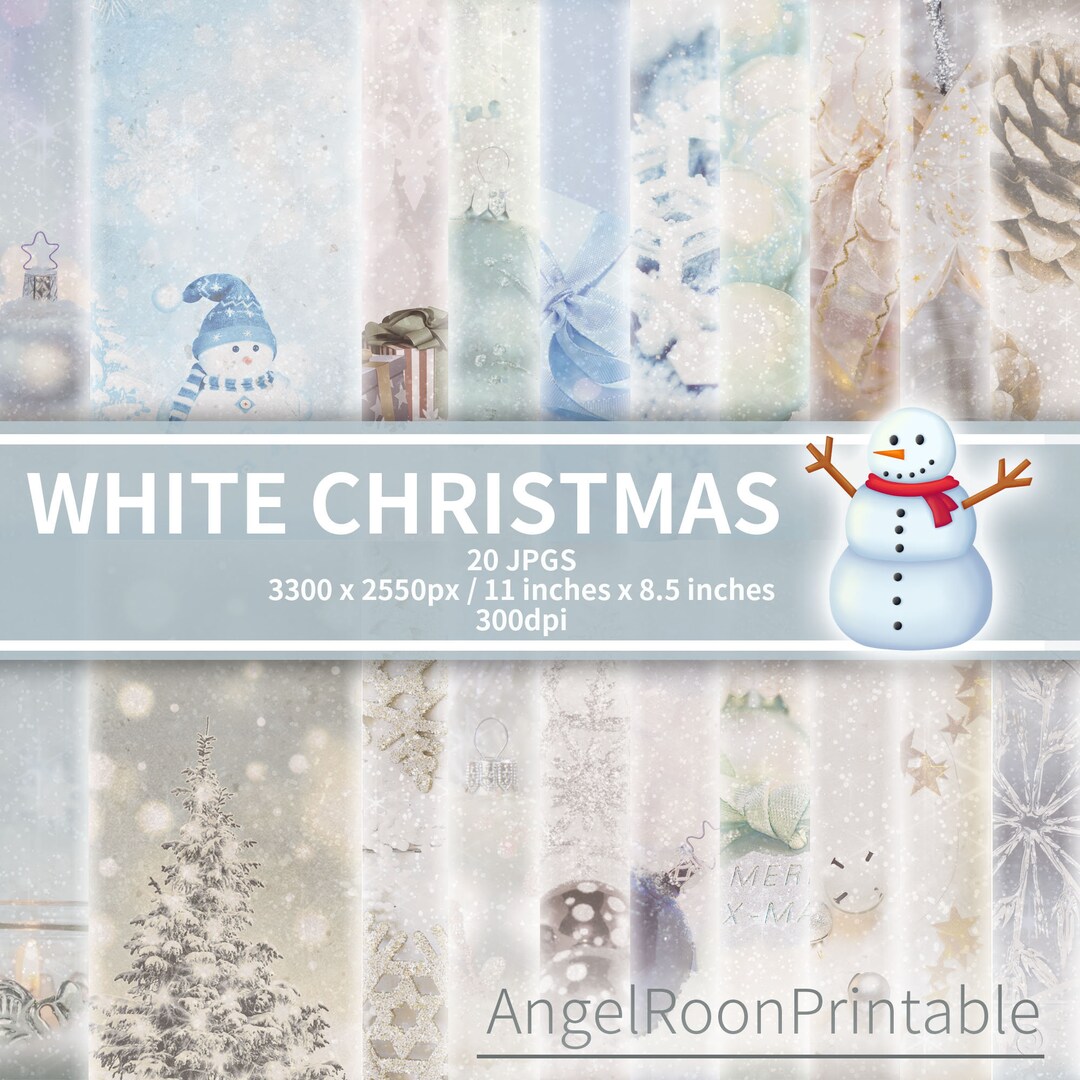 WHITE CHRISTMAS Junk Journal Paper Pack | Merry Xmas Scrapbook ...