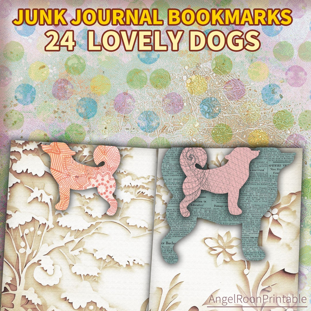 Printable Dog Junk Journal Embellishments, Puppies Clip Bookmarks ...
