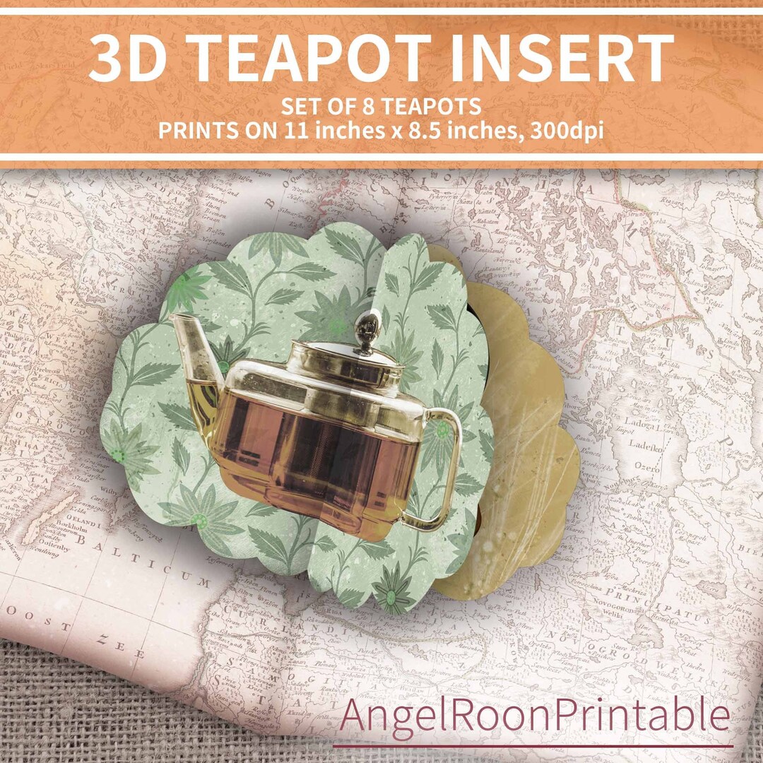 3D Junk Journal Insert: Teapots Digital Junk Journal Supplies Kit ...