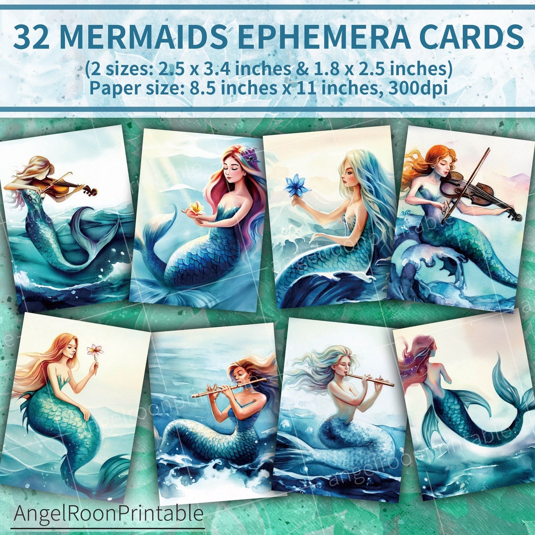 Junk Journal Mermaid Kit, Printable Ephemera Cards, Fairy Tale Story ...