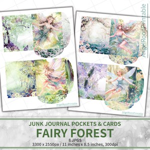 Digital Junk Journal Pockets & Cards Kit, Template, Handmade, Fairy ...
