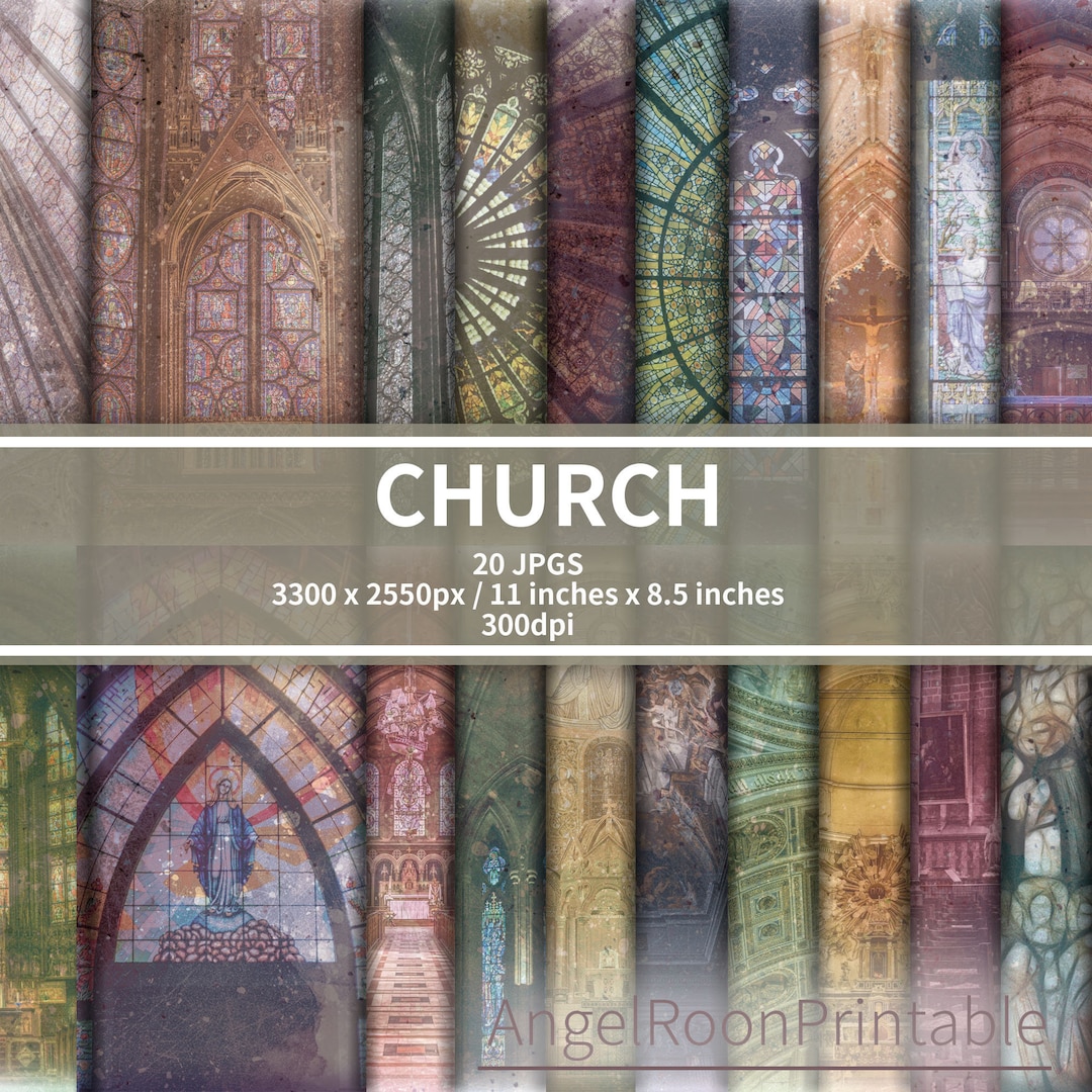CHURCH Junk Journal Page, Digital Paper Set, Worship, Chapel ...