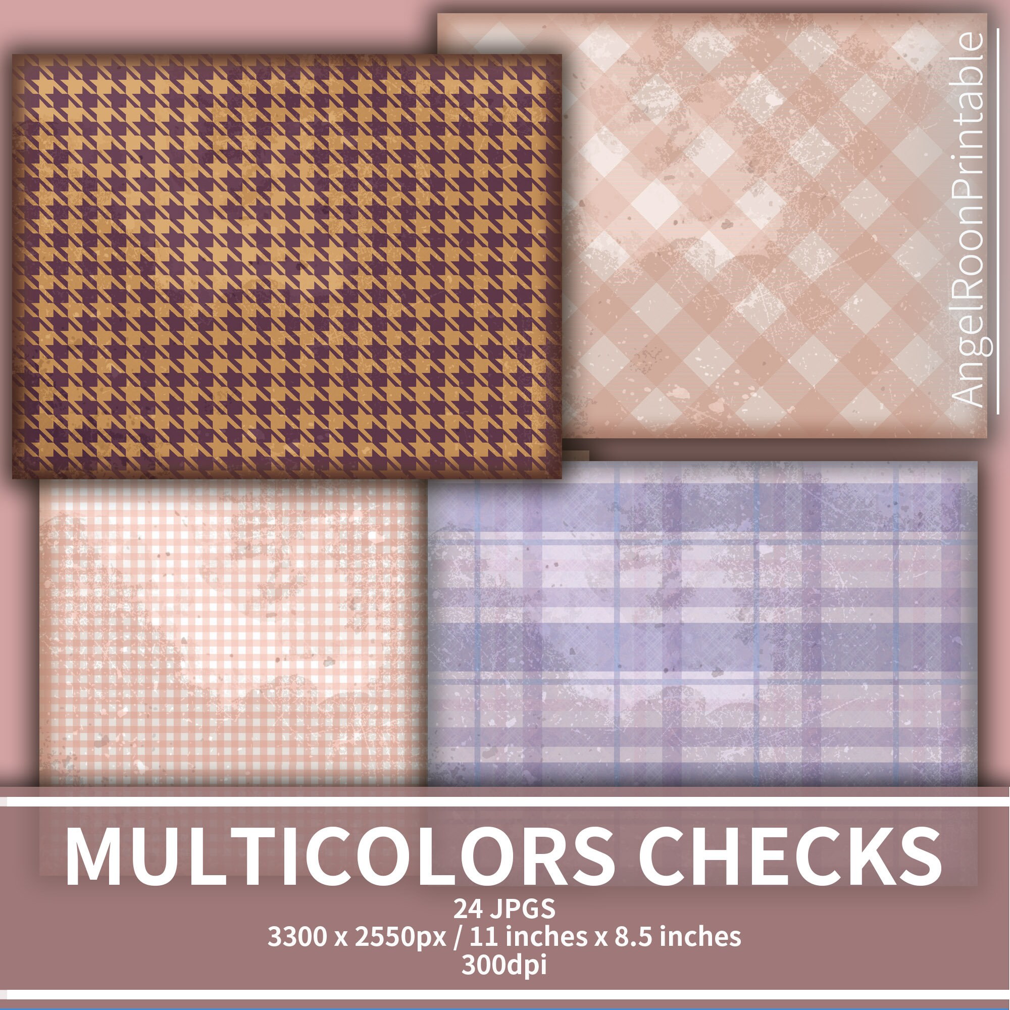 Stained Plaid Junk Journal Background Paper Set Dyed Checks - Etsy