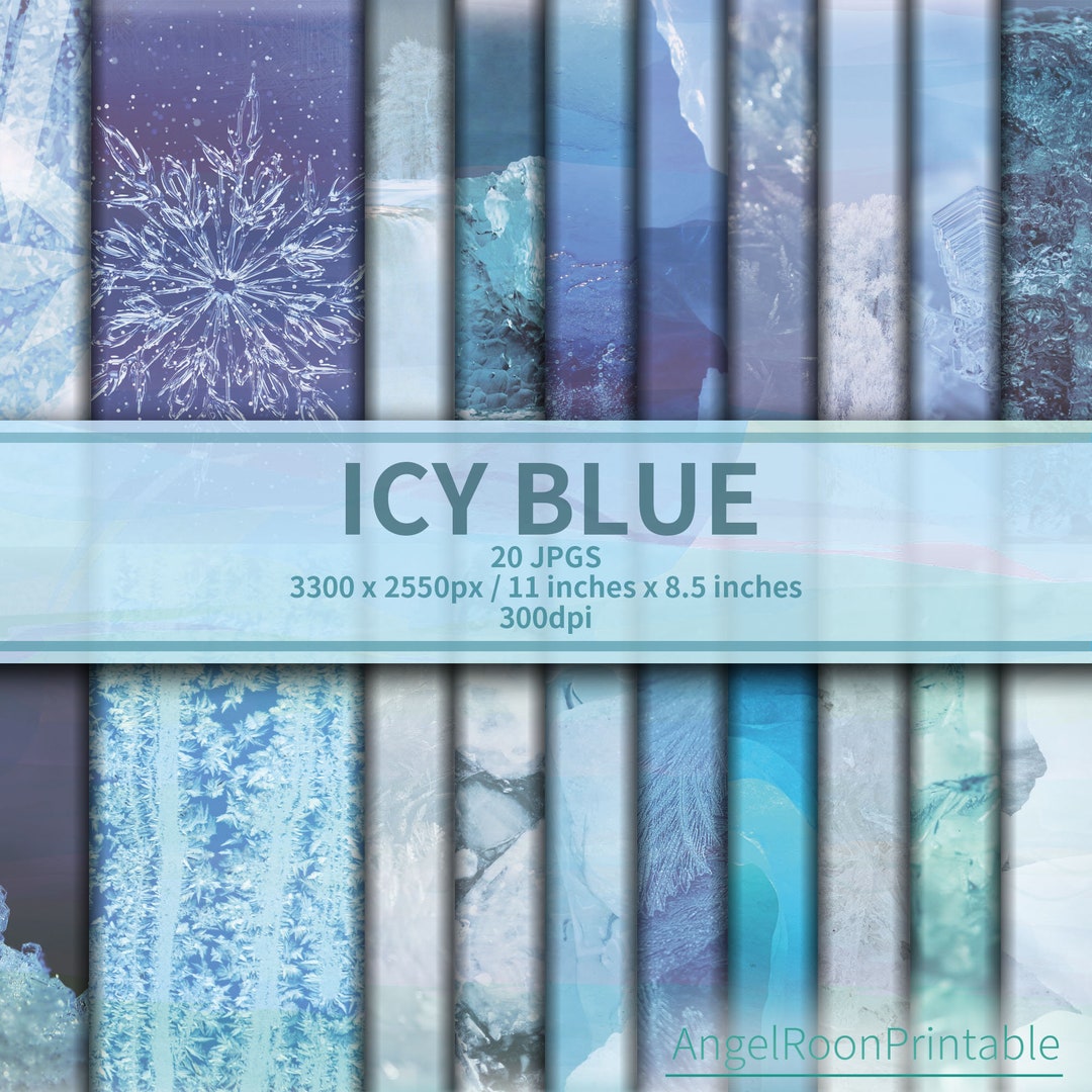 Icy Blue Junk Journal Paper, Summer Ice Scrapbook Page, Digital Paper ...