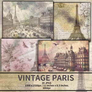 Vintage Paris Junk Journal Paper, France Scrapbook Background Page ...