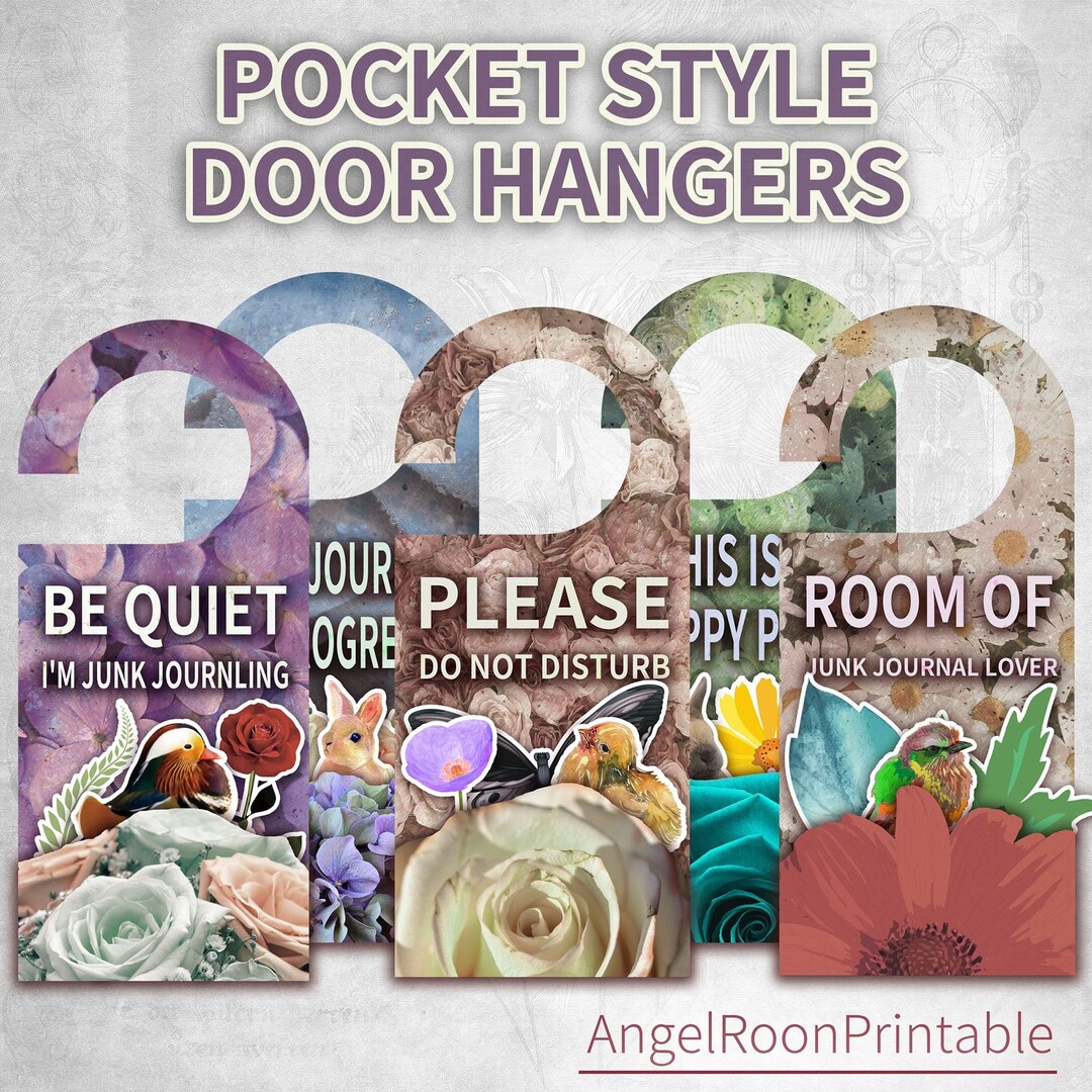 Junk Journal Pocket Tags Printable Door Hangers, Loaded Envelope, Folio ...