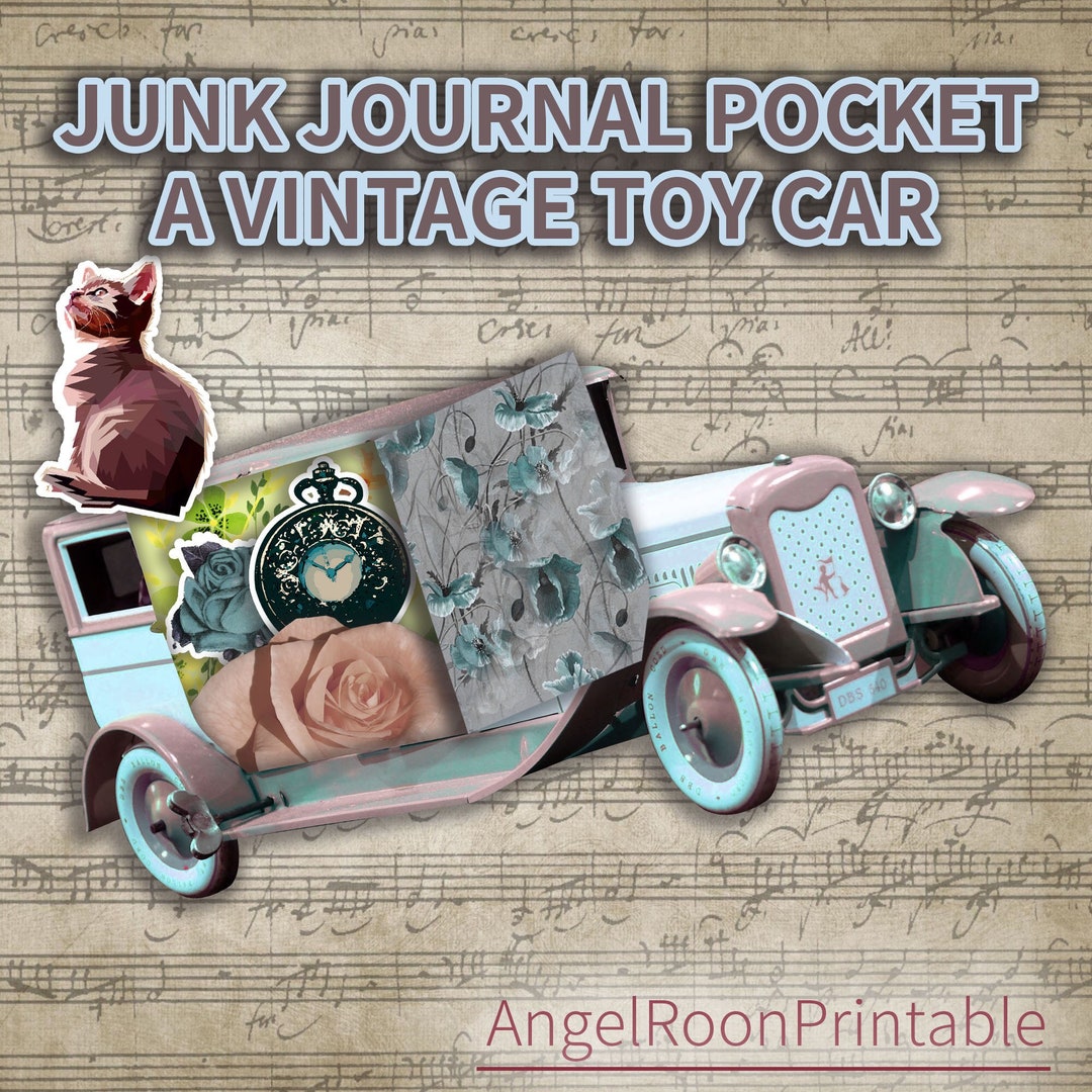 Car Junk Journal Pocket, Vintage Tin Toy, Door Ephemera, Iron Toy ...