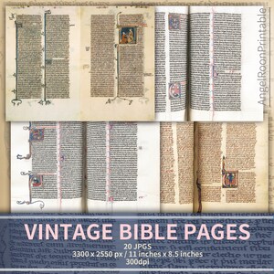 Vintage Bible Page Kit: Christian Junk Journal Paper (digital Download ...