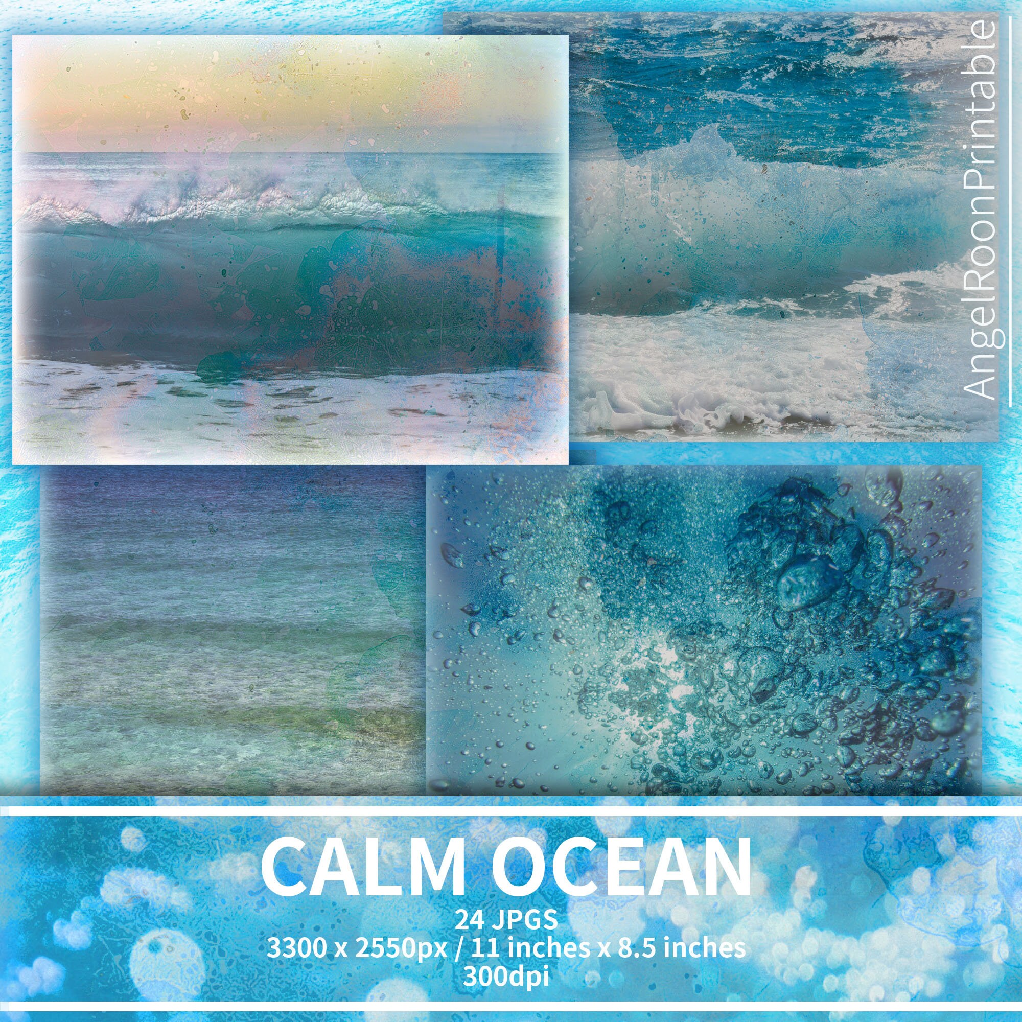 Blue Ocean Junk Journal Page Pack Calm Sea Digital Paper Kit - Etsy