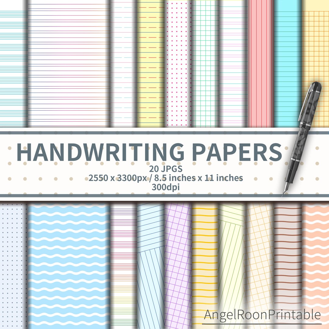 School Digital Papers, Handwriting Practice, Lined Journal, Dot Grid ...