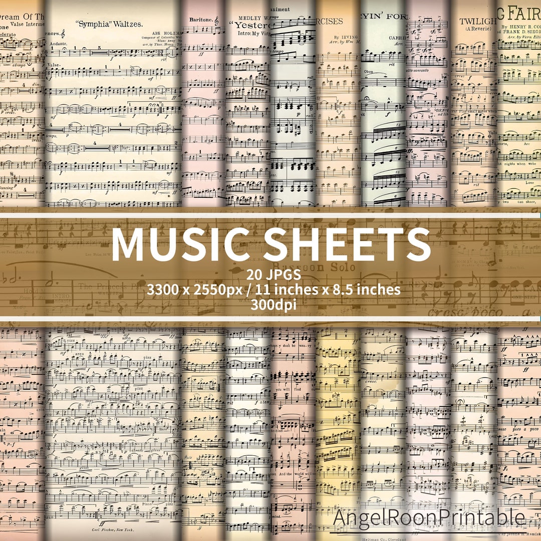 Vintage Music Sheet Paper: Retro Scrapbook Pages (digital Download) - Etsy