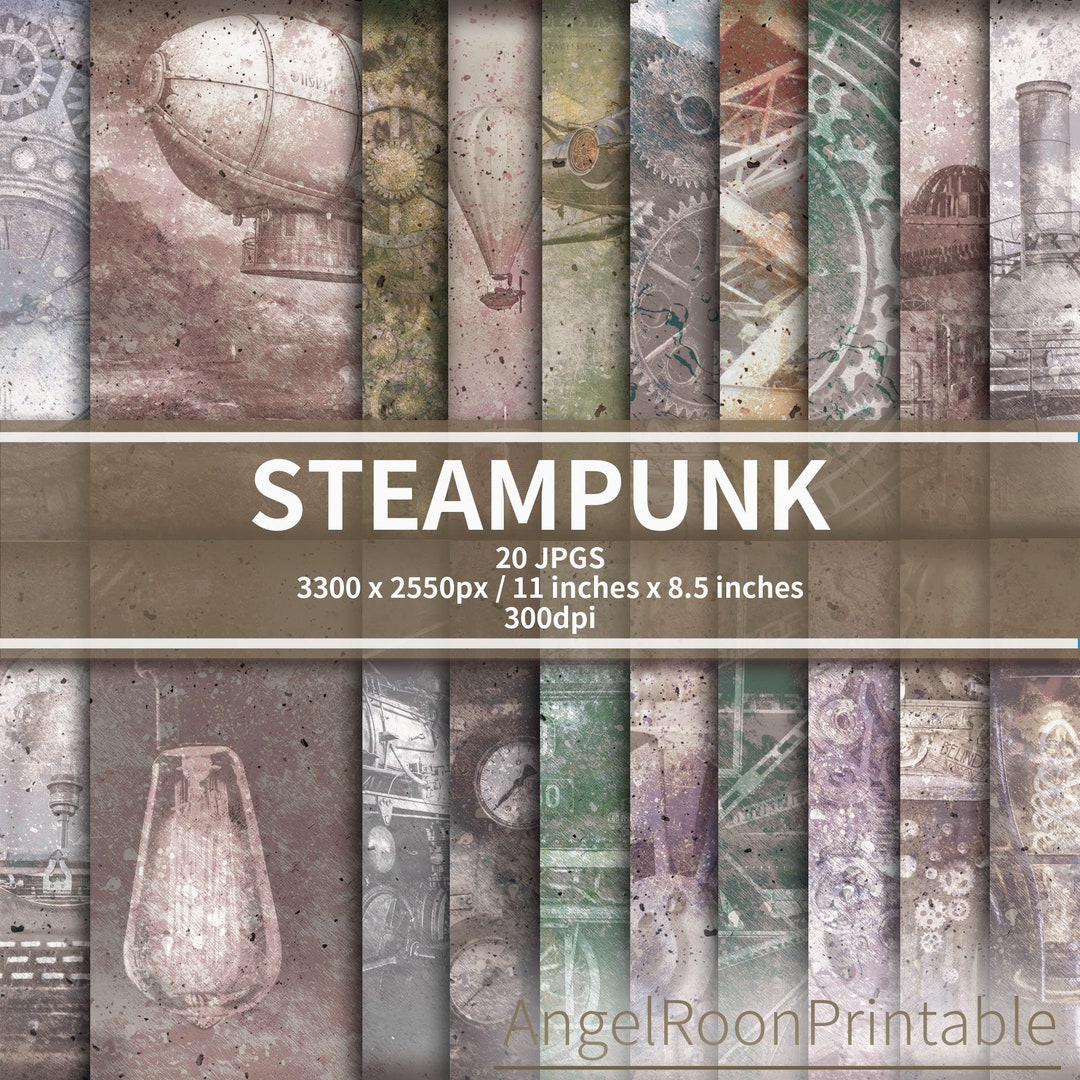 Steampunk Junk Journal Paper Pack | Steam Punk Scrapbook Background ...