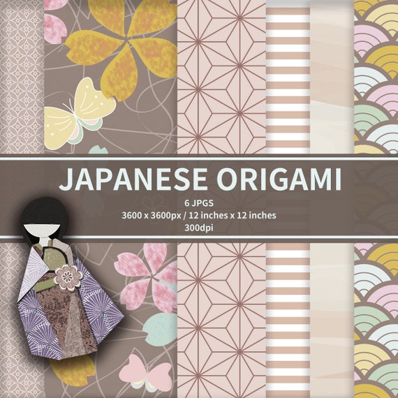 6 Japanese Digital Paper Packjapan Printablescrapbook - Etsy