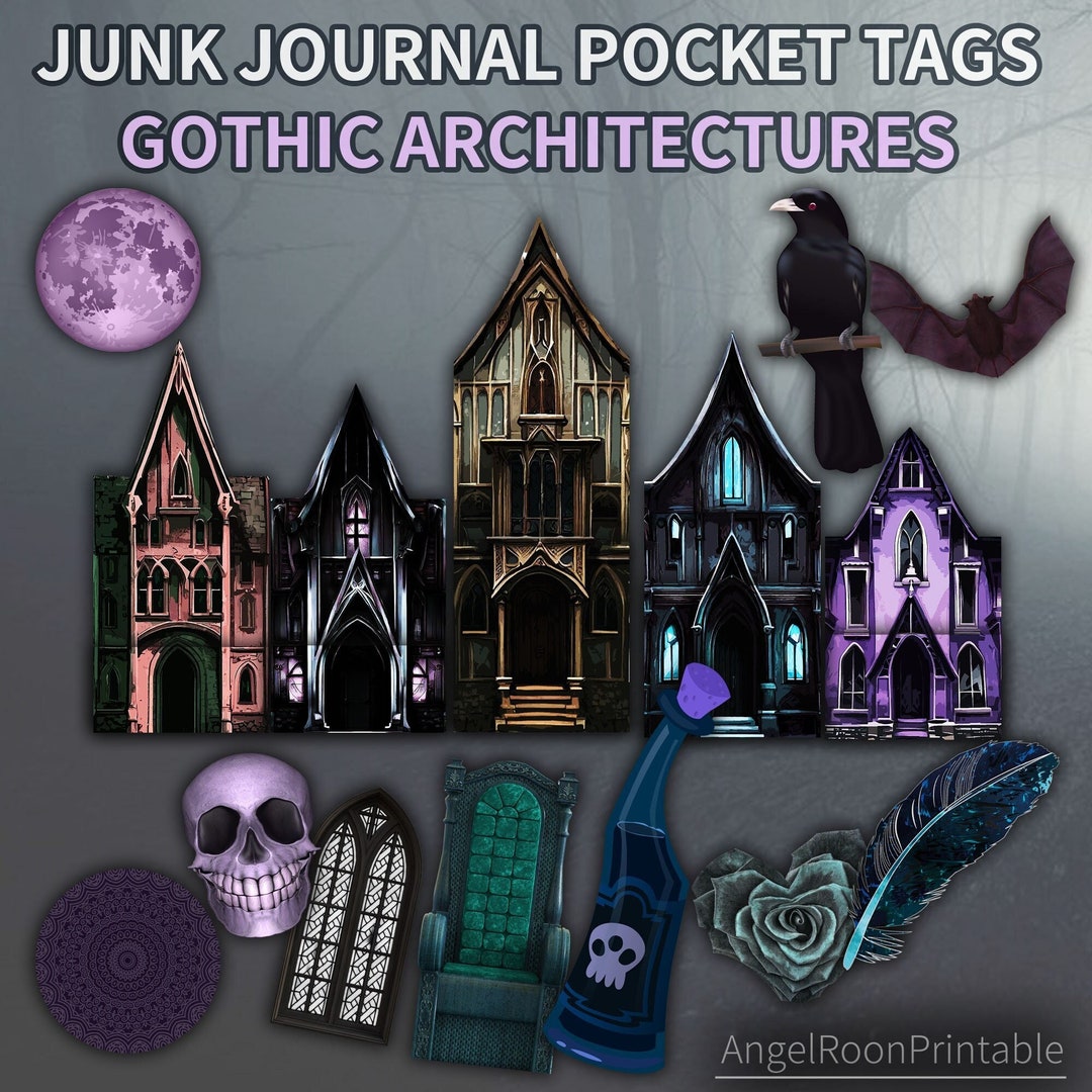 Gothic Architectures Junk Journal Pocket Tags, House, Loaded Envelope ...