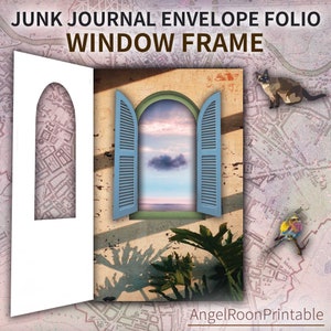Junk Journal Envelope Folio, Window Frame, Printable Pocket Tag Kit ...