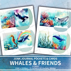Whale Junk Journal Pockets & Cards Kit | Aquarium Scrapbook Loaded ...