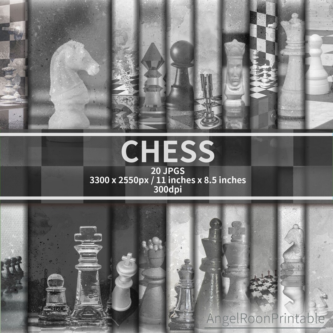 Chess Junk Journal Paper Pack: Black & White Scrapbook Pages (digital ...
