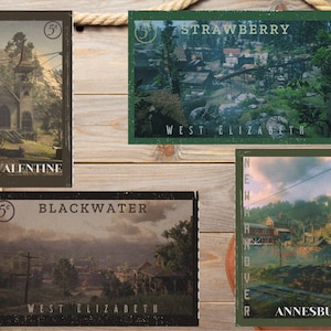 Red Dead Redemption Location Stamp Stickers / RDR2 Postcards / Vintage ...