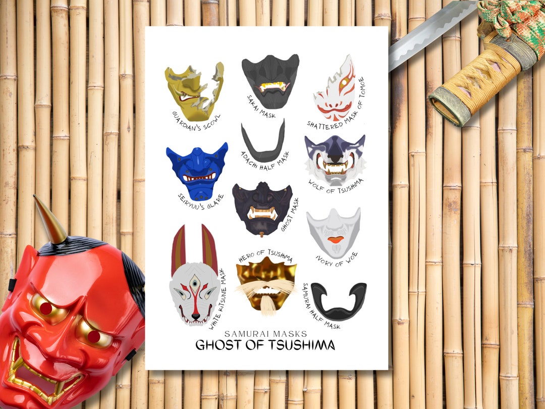 Ghost of Tsushima Art Print / Samurai Masks / Jin Sakai the Ghost ...