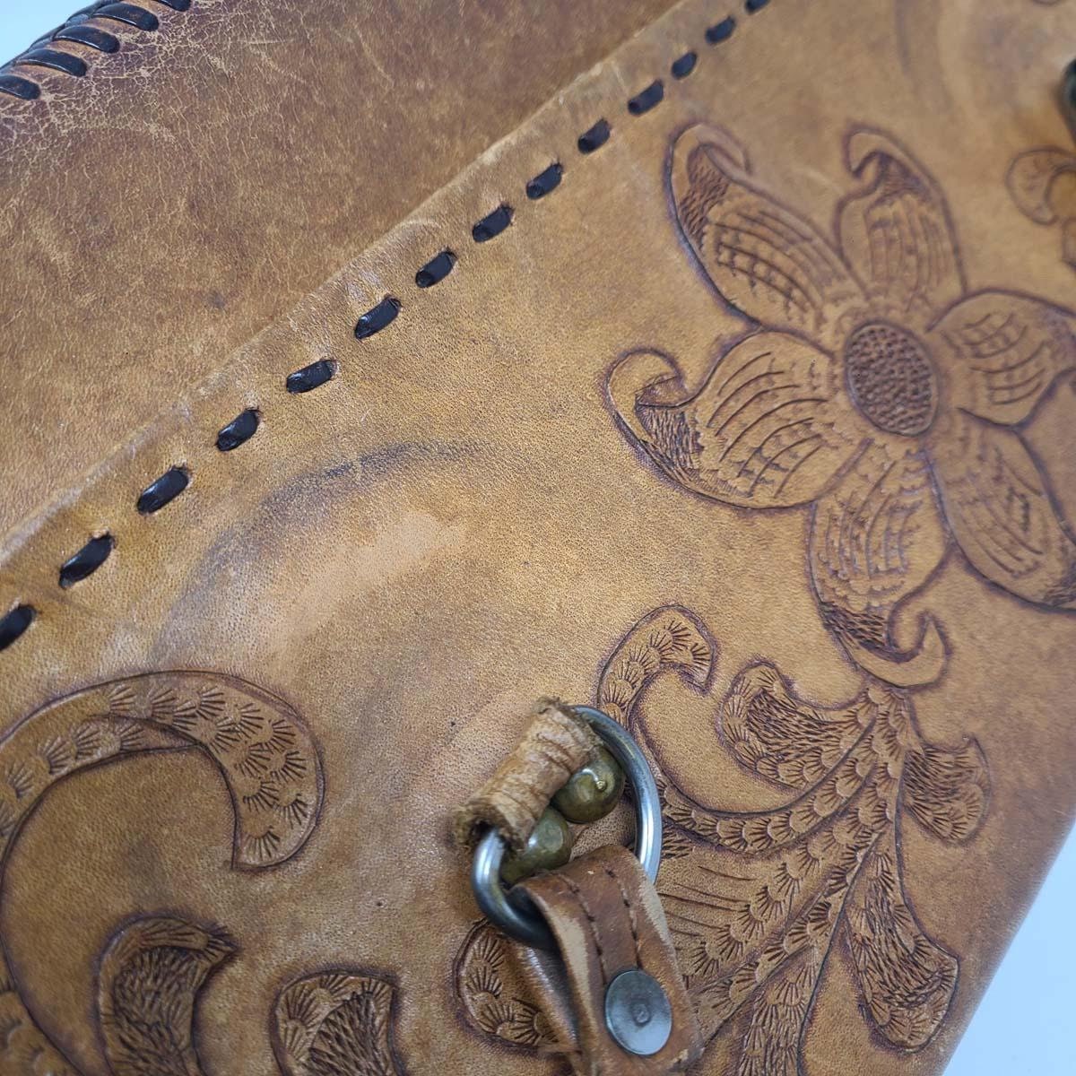 Vintage Tooled Leather Flower Design Purse mary - Etsy