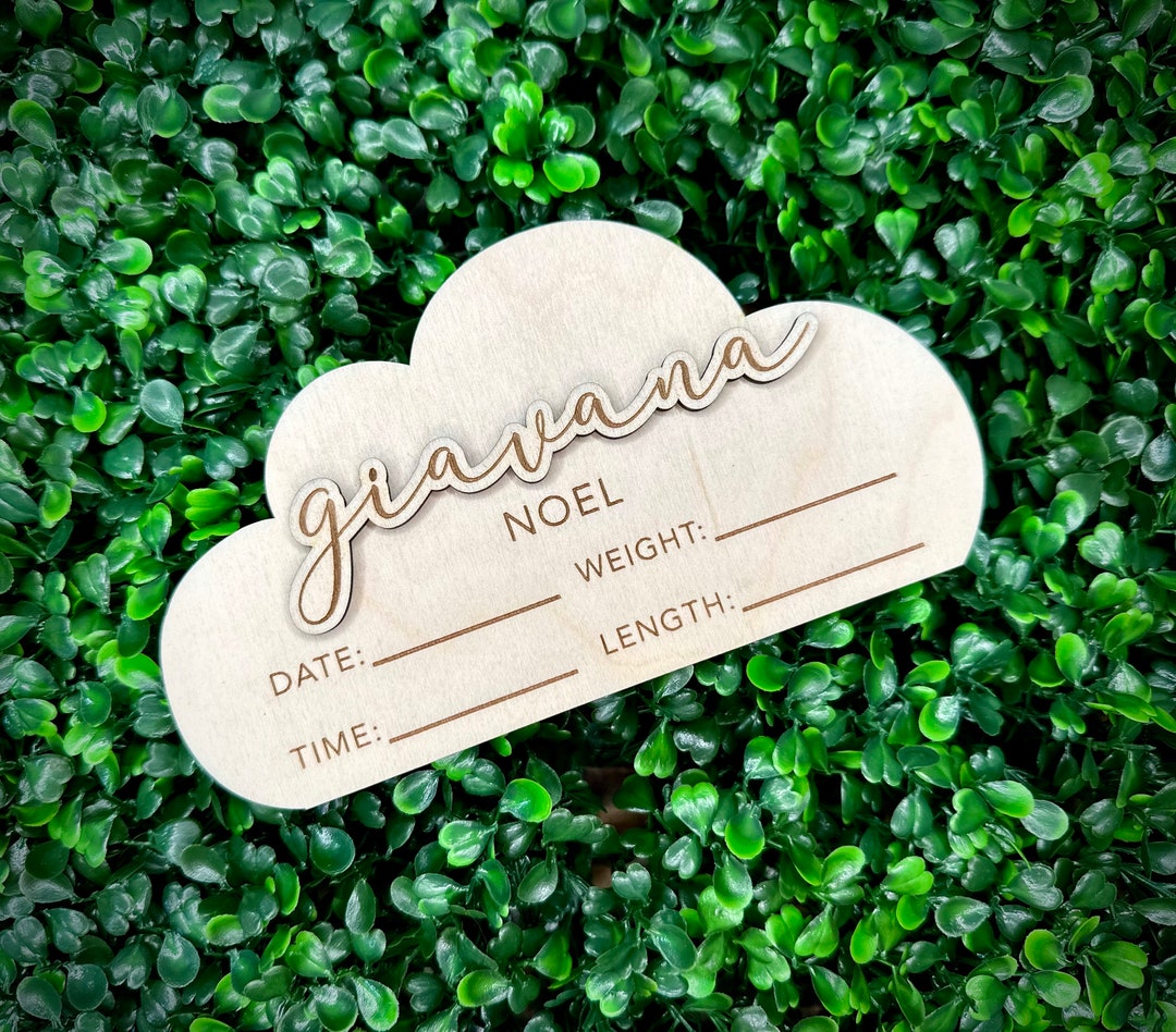 Cloud Baby Stats Sign, Gender Neutral, New Baby Gift, New Baby Sign ...