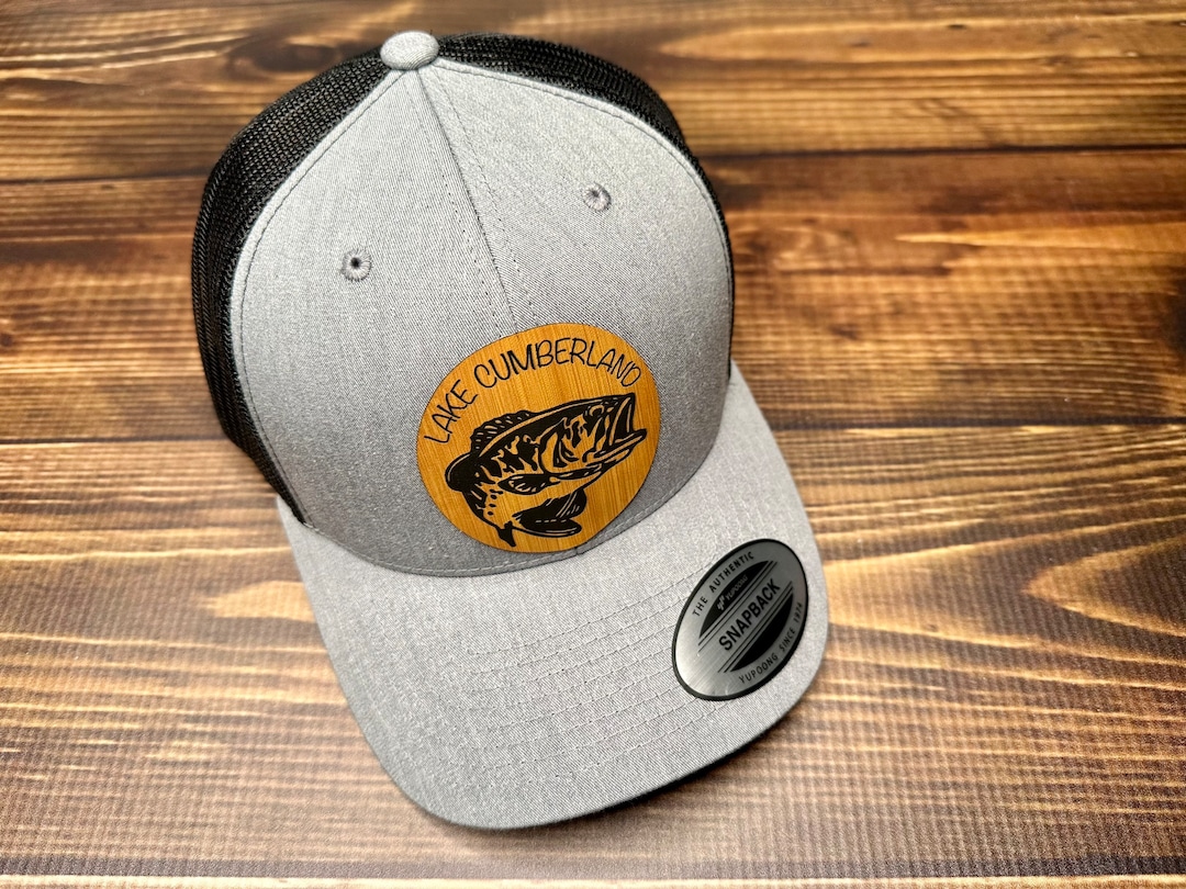 Bass Fishing Hat, Smallmouth Bass, Fishing Leather Patch Hat, Leather ...