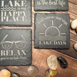 Lake Coaster Set, Slate Coasters, Lake Decor, Lake Life, Lake House ...