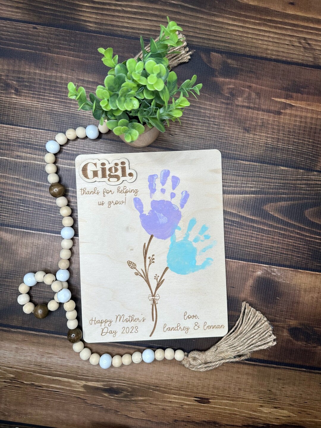 DIY Handprint Sign, Mother's Day Gift, Gift for Grandma, Floral ...