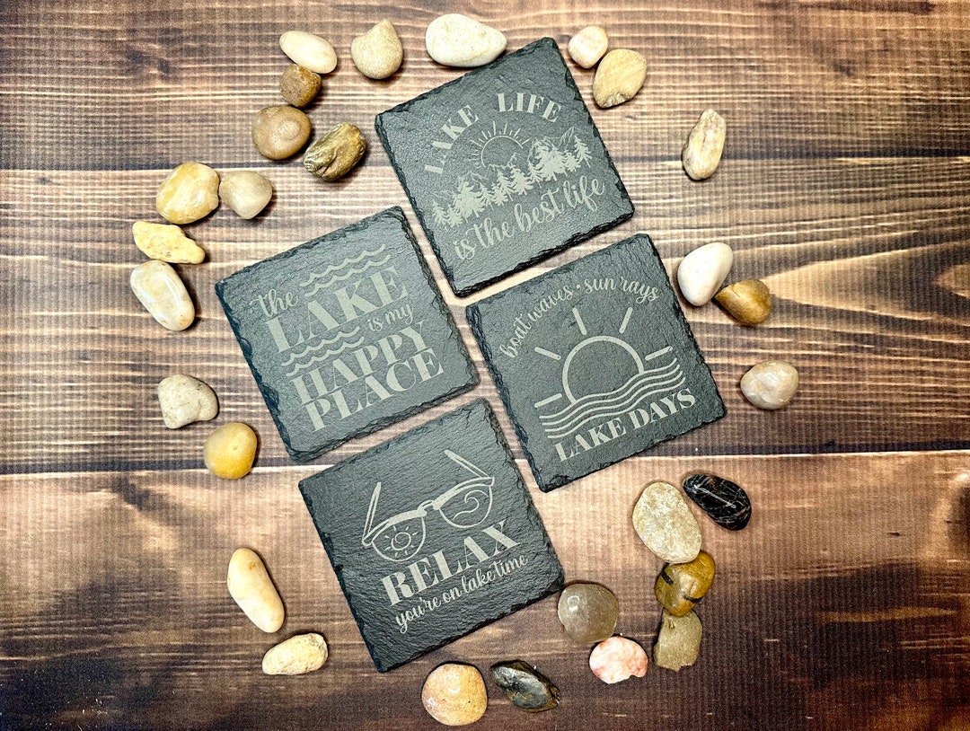 Lake Coaster Set, Slate Coasters, Lake Decor, Lake Life, Lake House ...