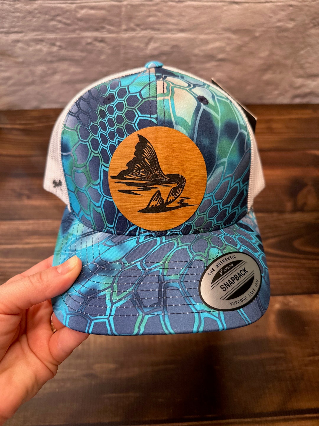 Redfish Hat, Red Drum, Saltwater Fishing, Personalized Fishing Hat, Leather Fish Hat, Trucker ...