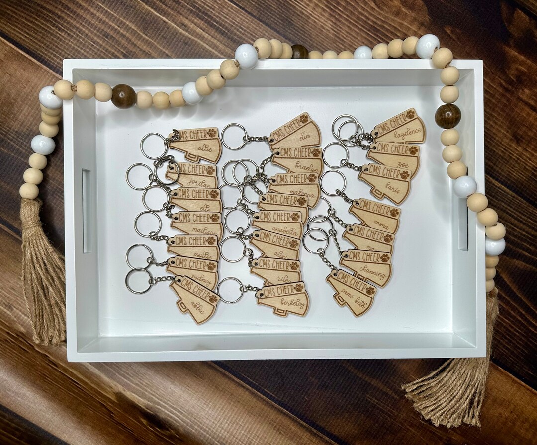 Personalized Cheerleading Keychain, Wood Cheer Keychain, Cheerleading ...
