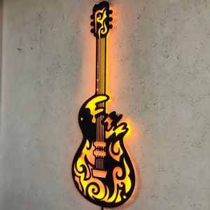 Guitar Led Sign Led Sign Decor Handmade Led Wall Sign - Etsy
