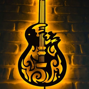 Guitar Led Sign Led Sign Decor Handmade Led Wall Sign - Etsy