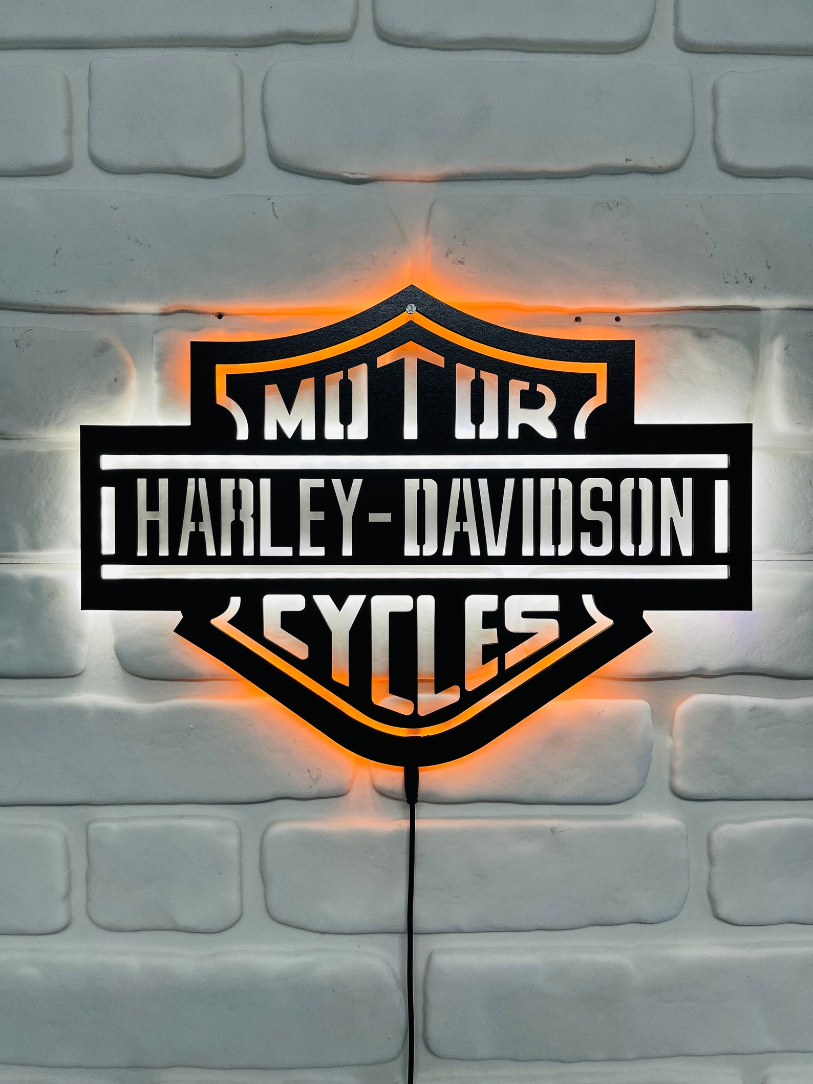 Harley Davidson Led Sign Harley Davidson Wall Decor Garage Etsy