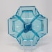 Vintage Tiara Indiana Glass Blue Art Deco Pyramid Handled 4 Part Relish ...