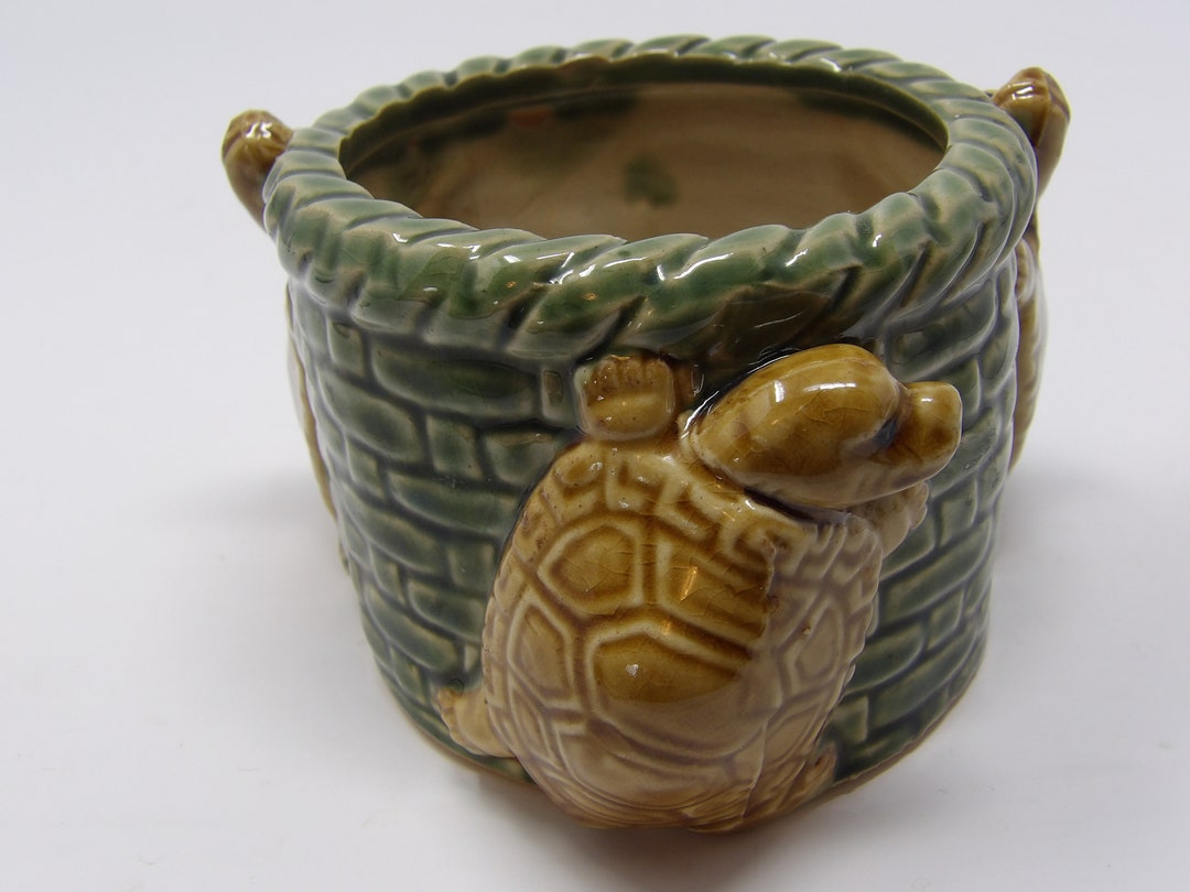 Vintage Green Turtle Planter 3 1/4" H X 4" W - Etsy