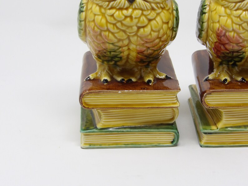 Pair Vintage Owl Bookends Owls Sitting on Books Yellow With - Etsy