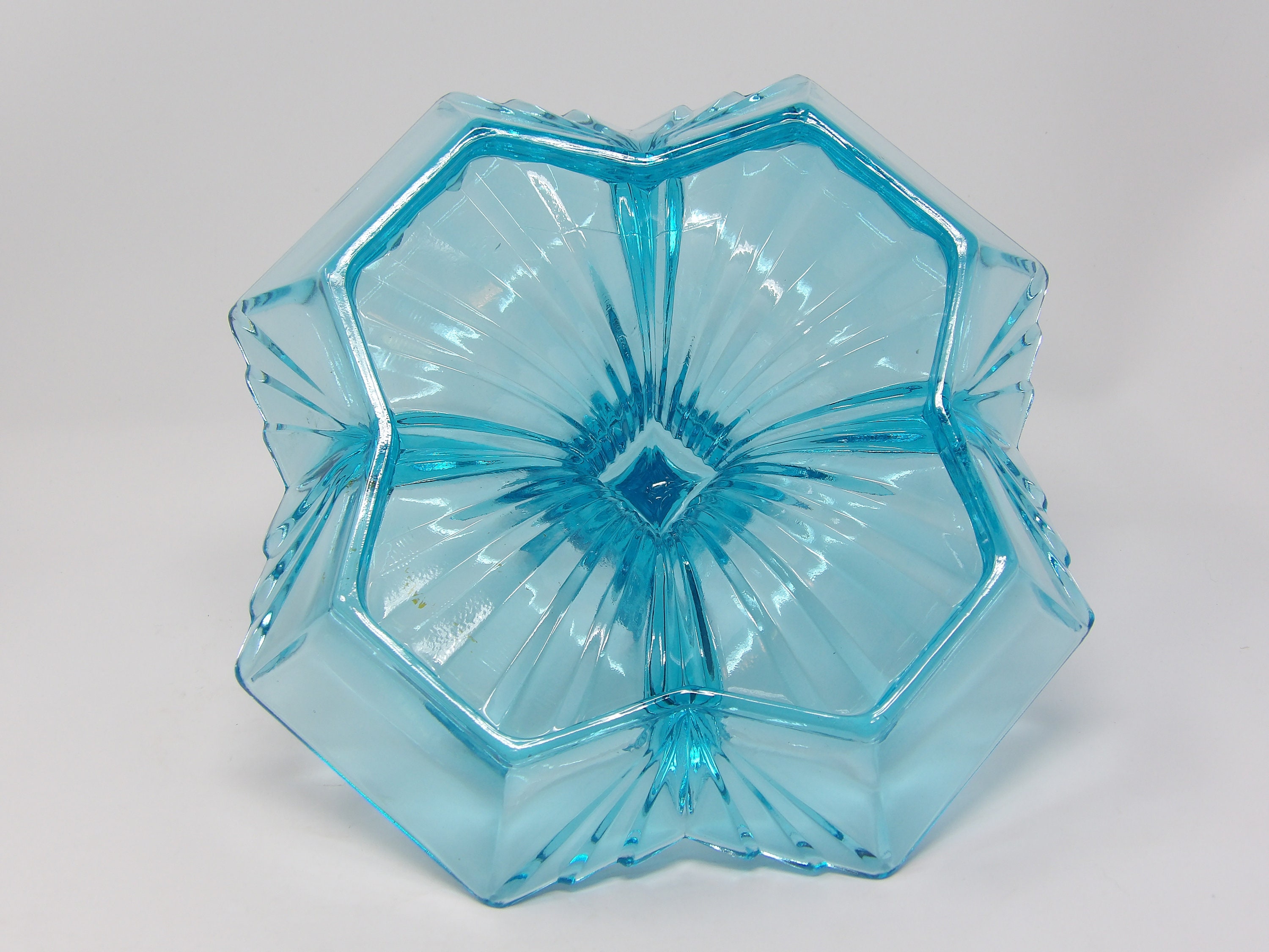Vintage Tiara Indiana Glass Blue Art Deco Pyramid Handled 4 - Etsy