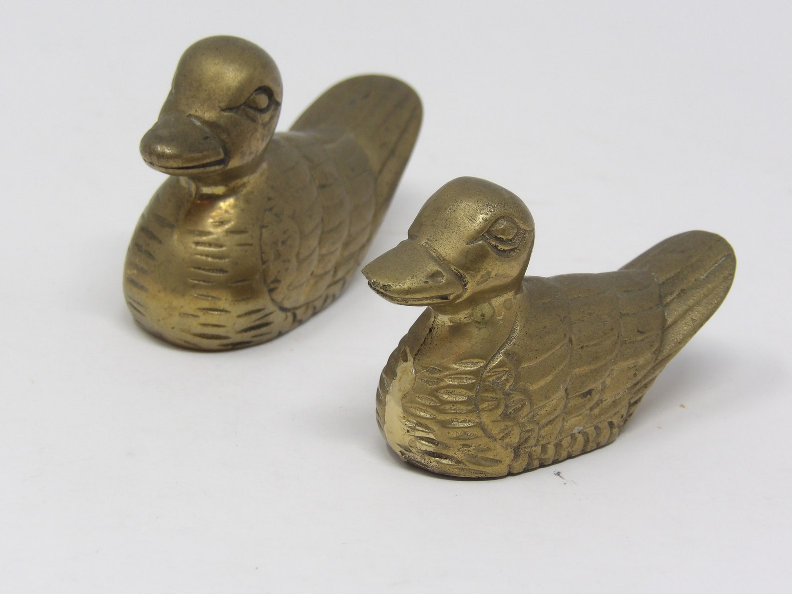 Vintage Pair of Miniature Brass Ducks Figurines Duck 1 is 2" H X 3 1/4 ...