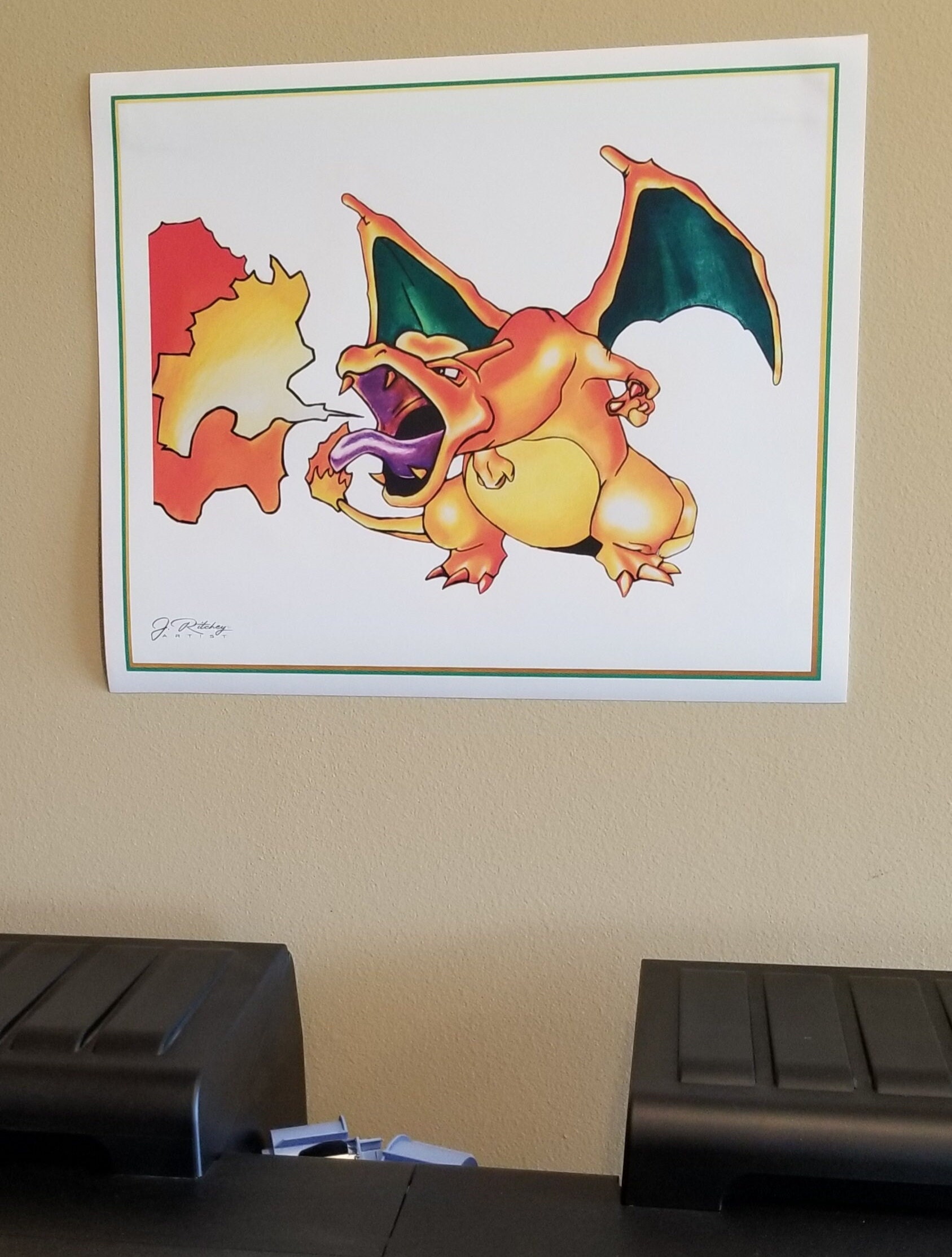 Charizard Professional Artwork Matte Canvas Print Charizard Wall Art ...