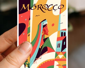 Morocco Map Sticker | Decal for Laptop, Suitcase, Water Bottle | Travel ...