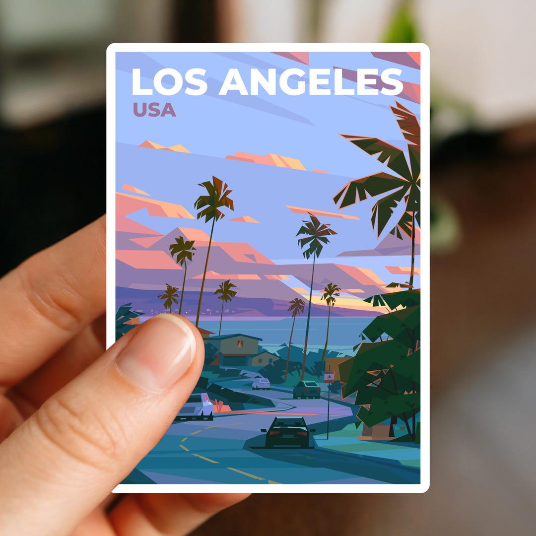 Los Angeles California Travel Sticker Vinyl Decal for Laptop Water ...
