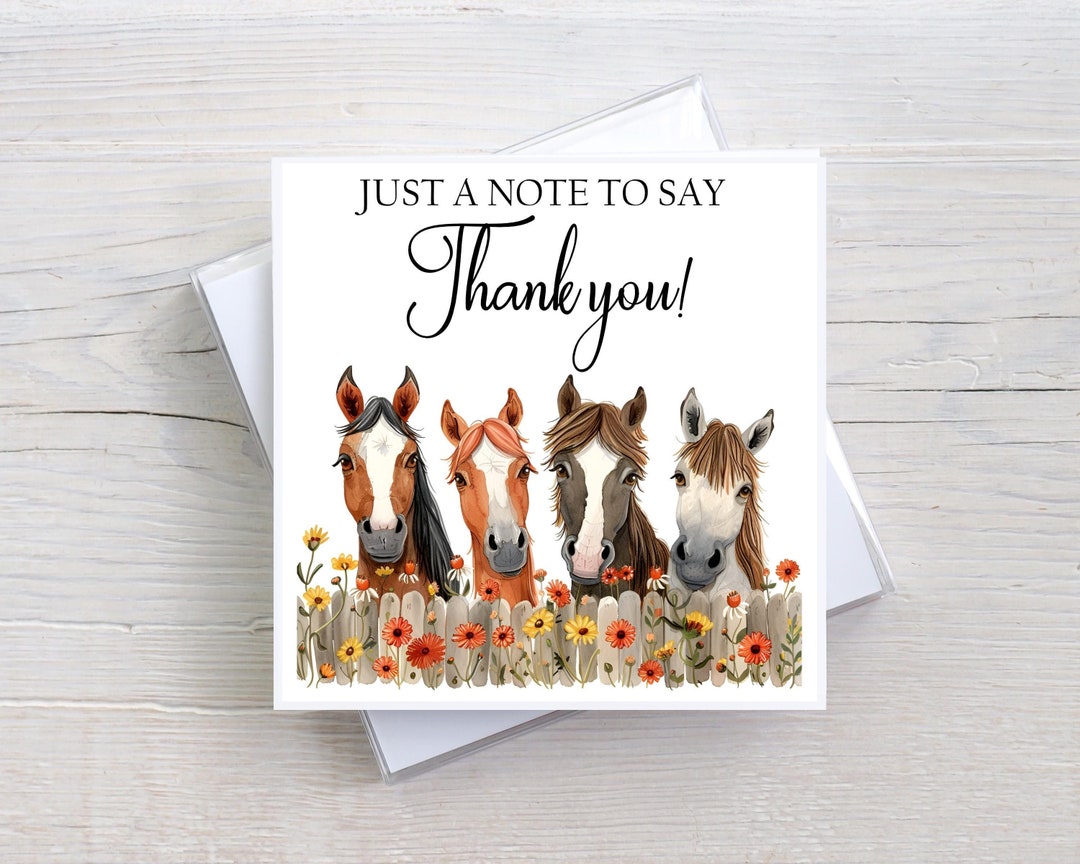 Horse Thank You Card | Thank You Card | Equestrian Thank You Card ...