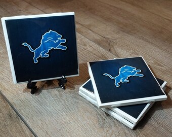 Set of 4 Detroit Lions High Quality Slate Coasters 4 Round - Etsy